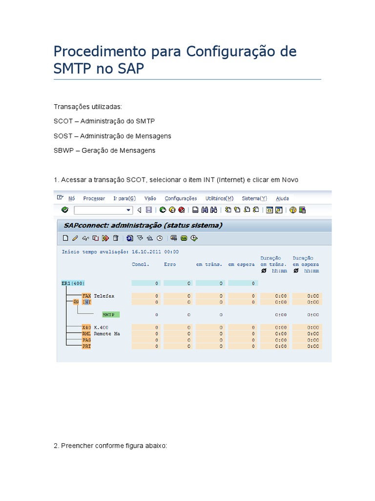 Procedimento para Configuração de SMTP No SAP | PDF | Finanças e ...