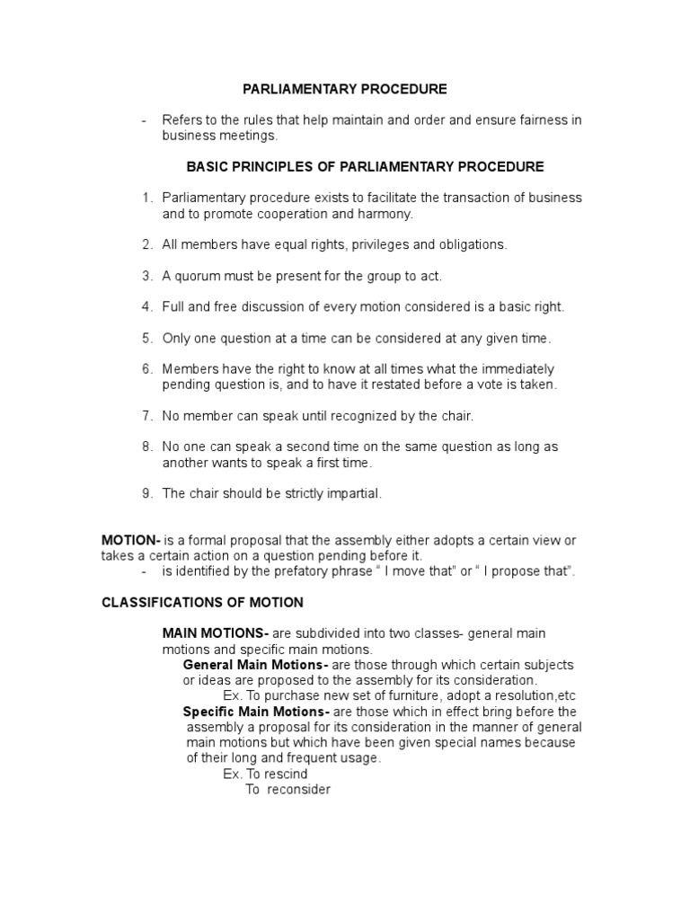 Parliamentary Procedure | PDF | Parliamentary Procedure | Social ...