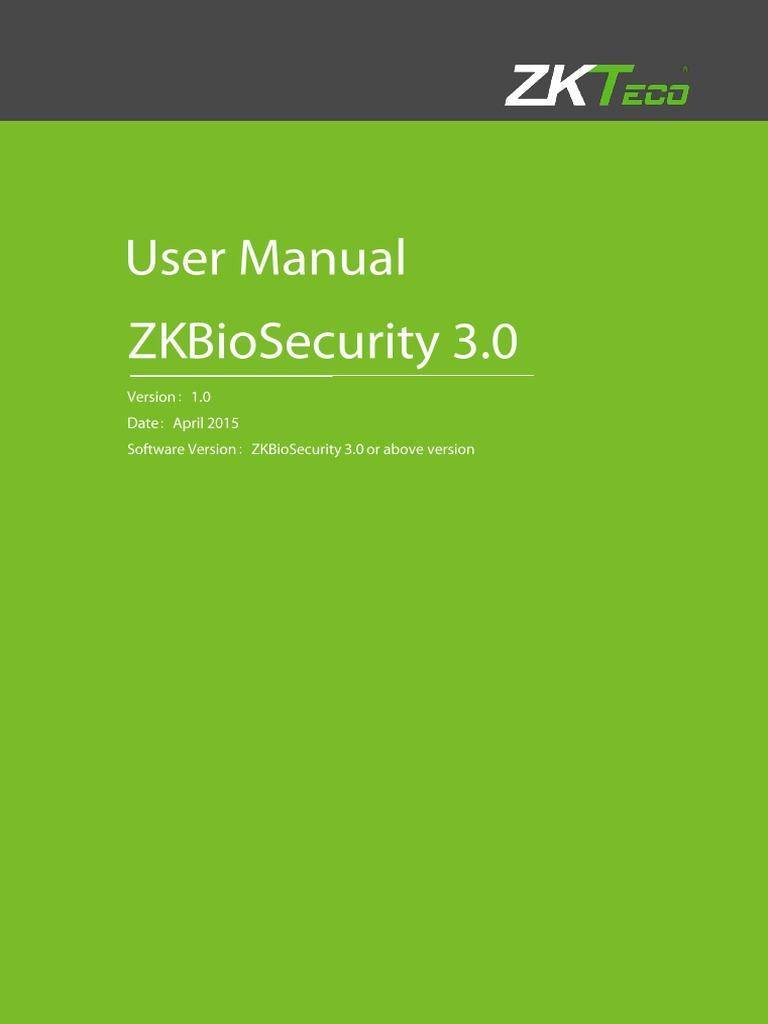 ZKBioSecurity User Manual | PDF