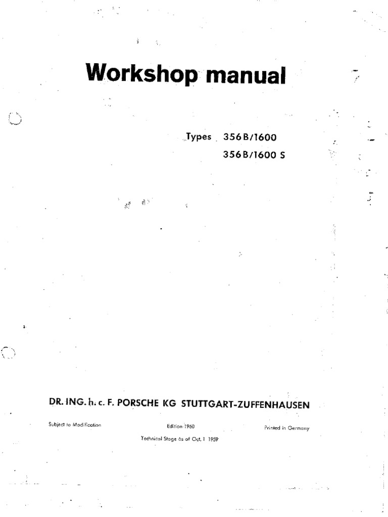 Porsche 356 Workshop Manual | PDF