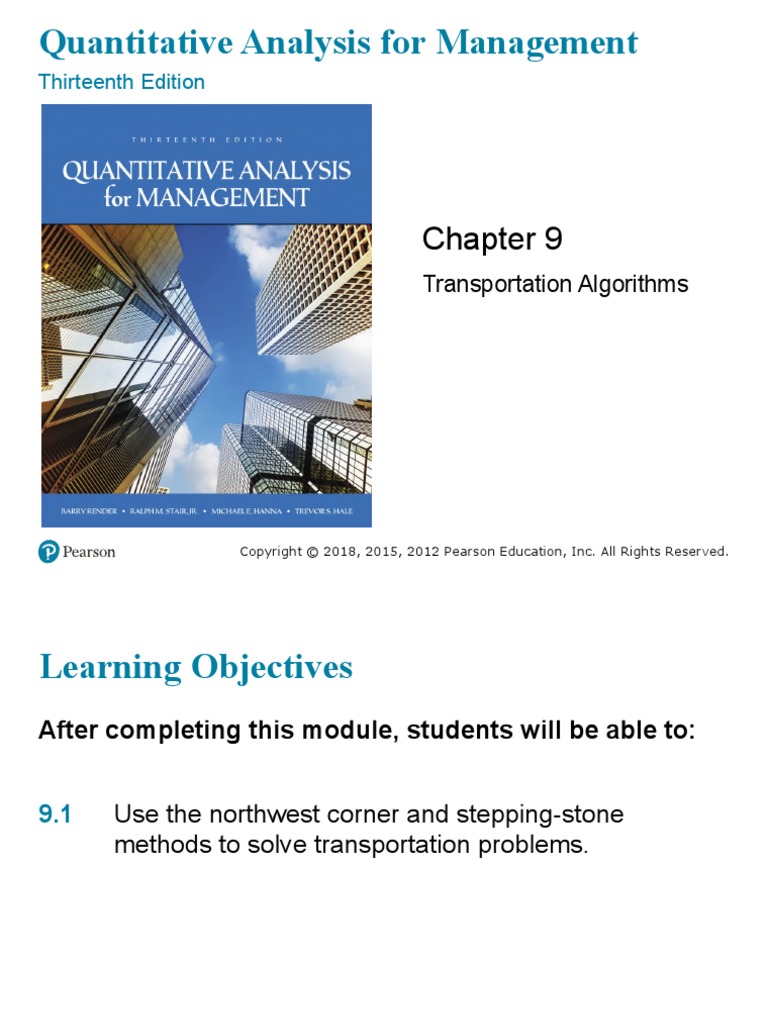 Chapter 9 - Transportation Algorithms | PDF | Linear Programming ...