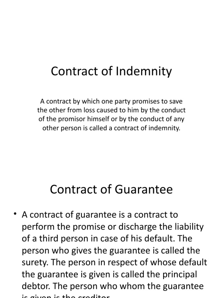 Contract of Indemnity | PDF | Guarantee | Indemnity