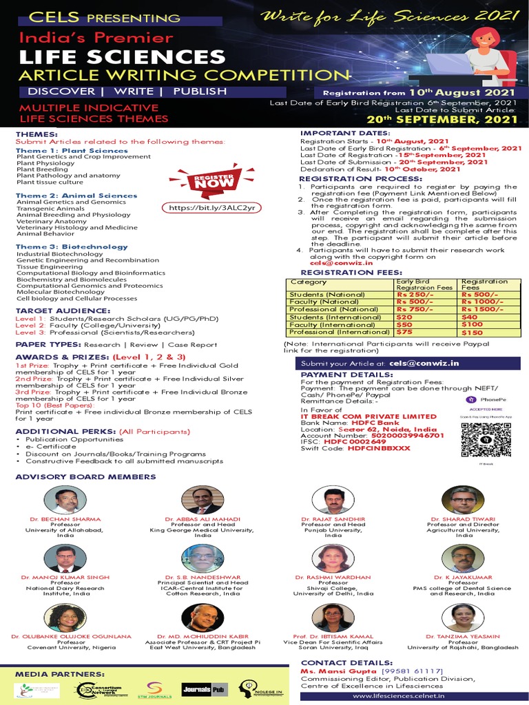 Life Science Article Writing Competition | PDF | Biotechnology | Biology