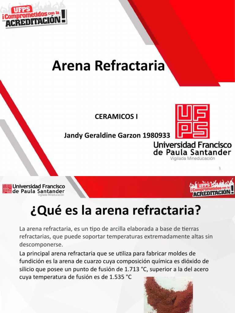 Composición y usos de arena refractaria | PDF | Refractario | Arcilla