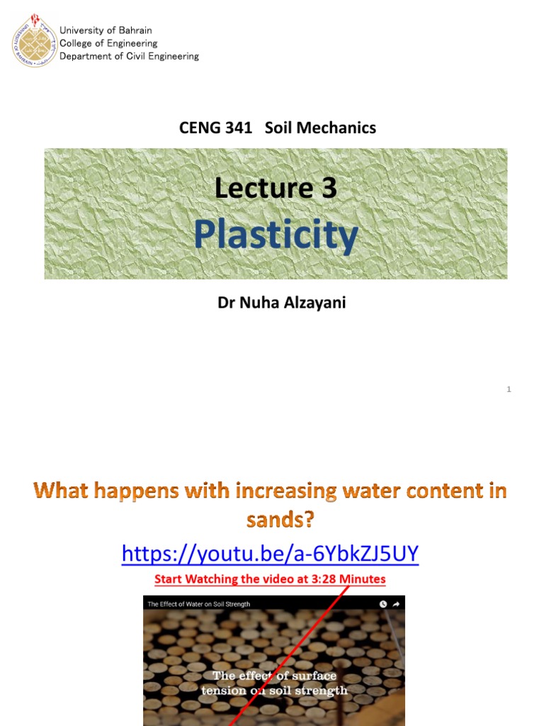 Plasticity: CENG 341 Soil Mechanics | PDF | Applied And Interdisciplinary Physics | Building ...