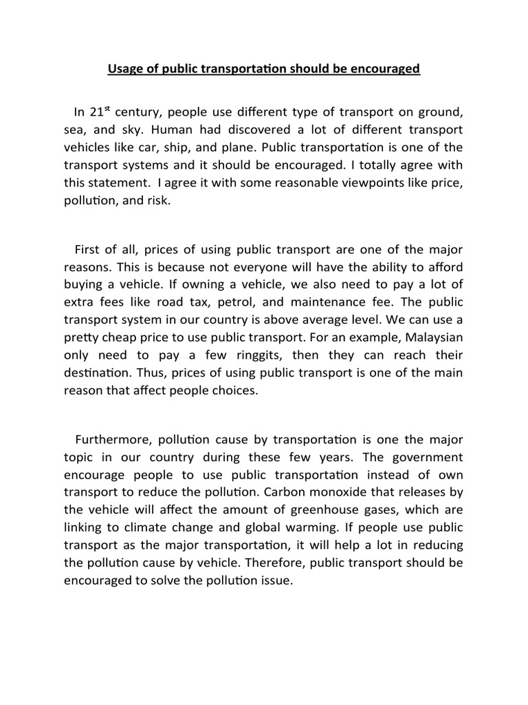 Public Transport Essay | PDF