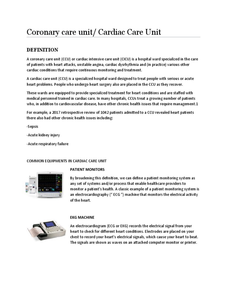 Coronary Care Unit/ Cardiac Care Unit: Patient Monitors | PDF | Heart ...