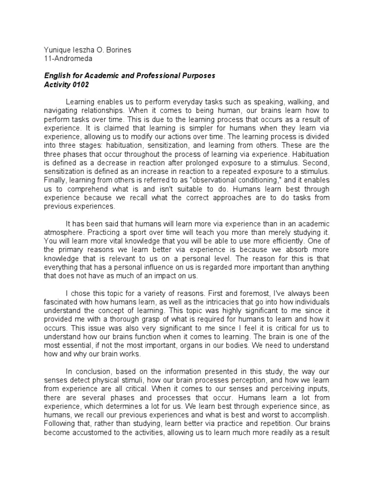 Understanding Learning Through Experience | PDF | Learning | Experience