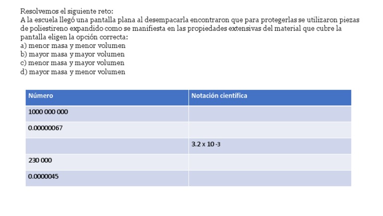 Notación Científica-Tabla | PDF