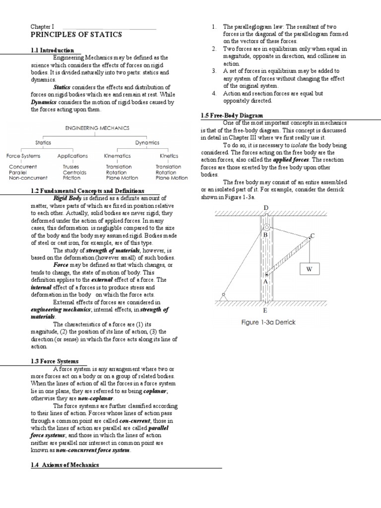 Chapter-I-Principles-of-Statics B273 Lectures | PDF | Force | Euclidean Vector