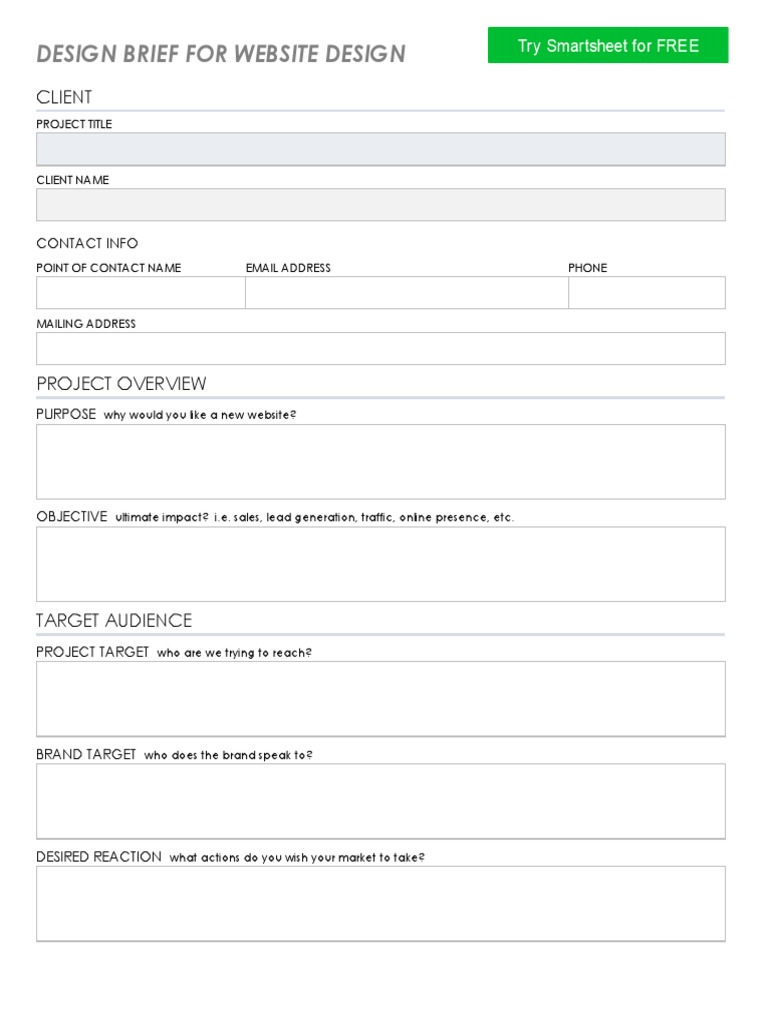 Design Brief For Website Design: Client | PDF | Websites | Search ...