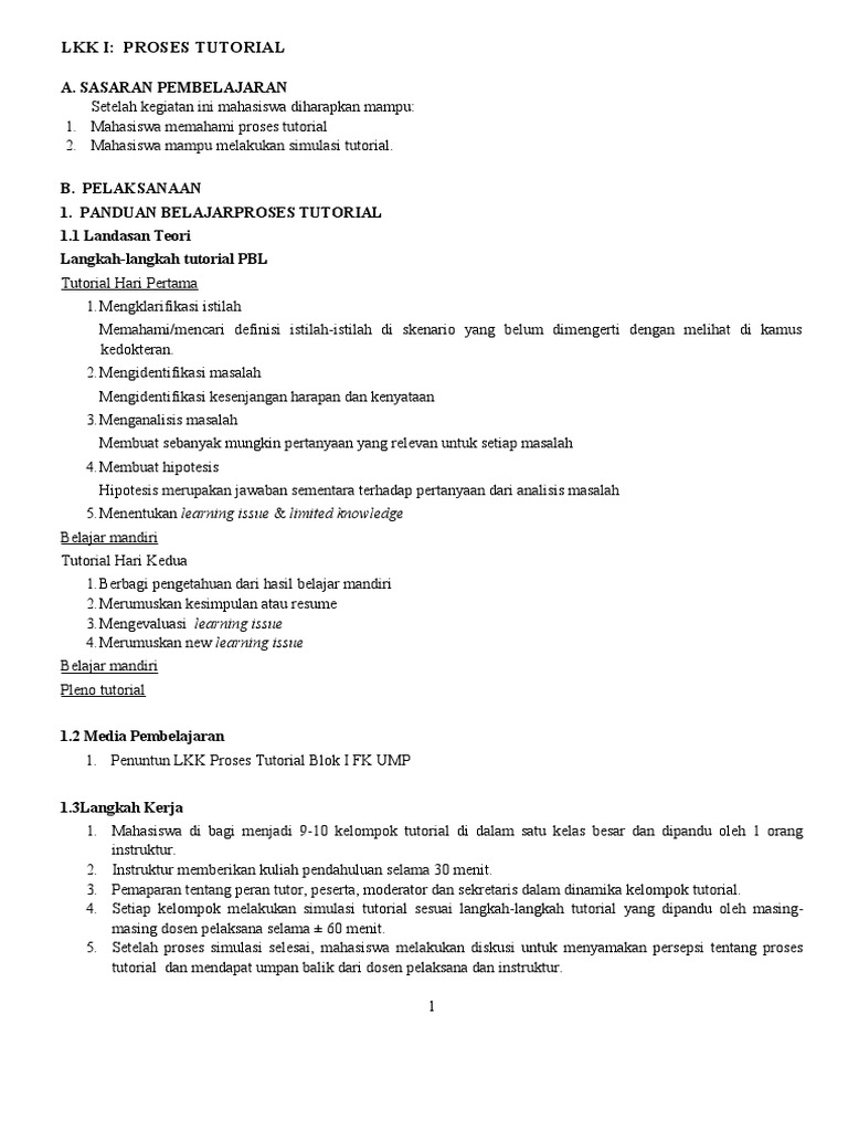Modul LKK Blok 1 (LKK 1 - LKK 6) TA 2021-2022 | PDF