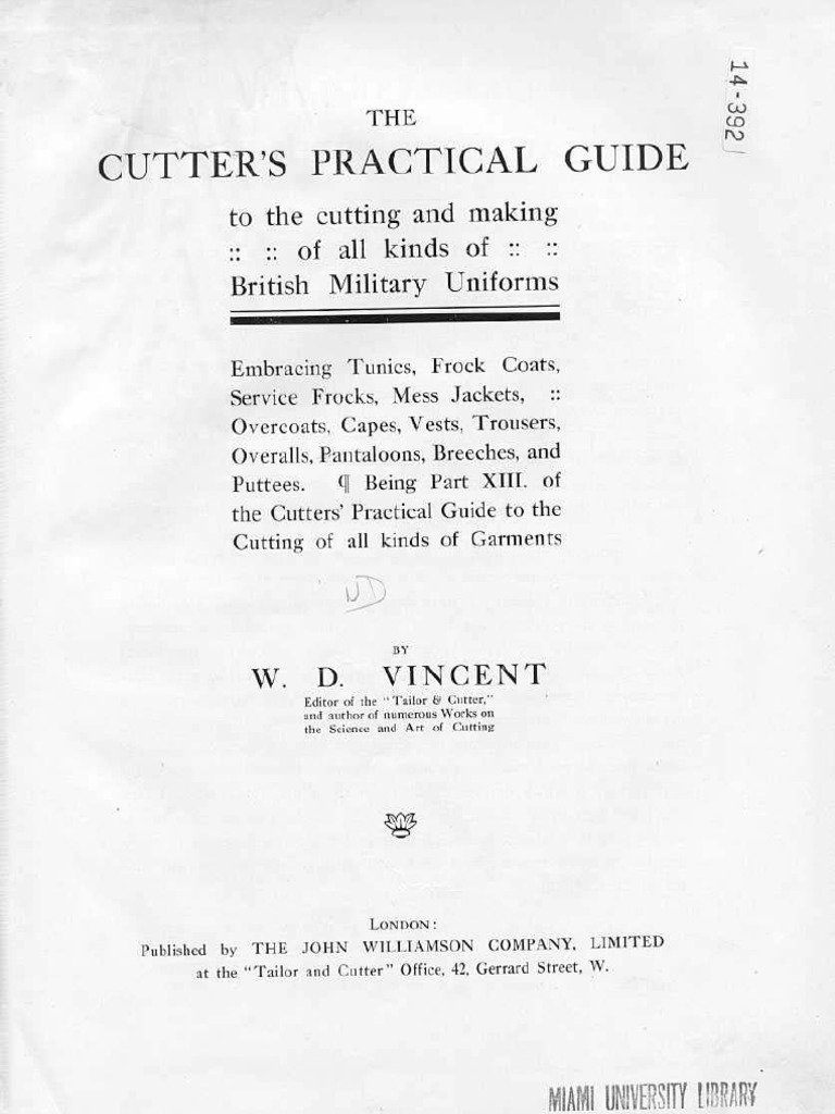 The Cutters Practical Guide To Cutting & Making All Kinds of British ...