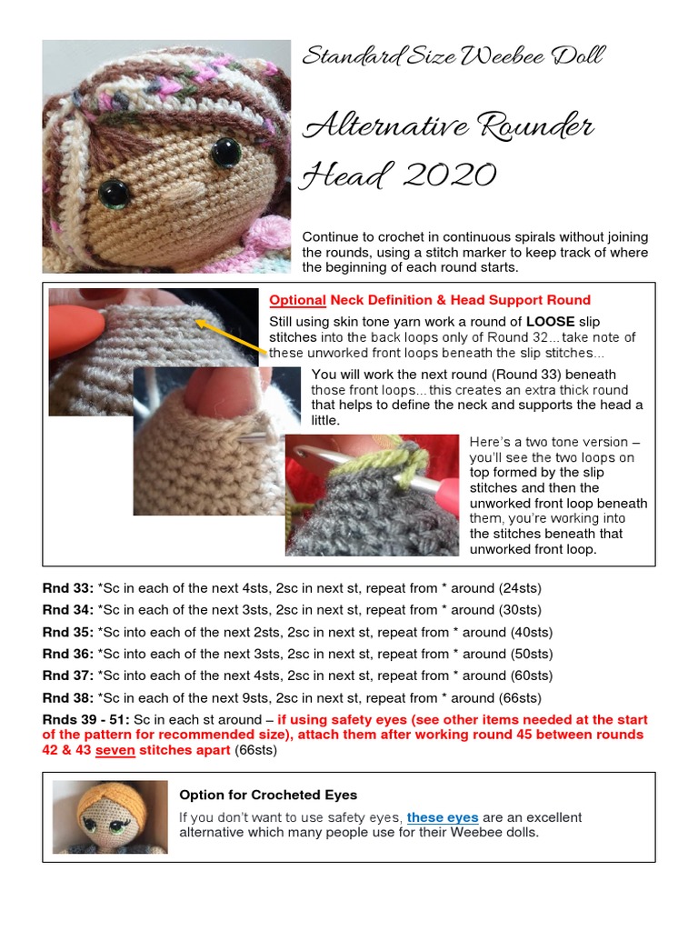 Round Doll Head Crochet Pattern | PDF | Crochet | Textile Arts