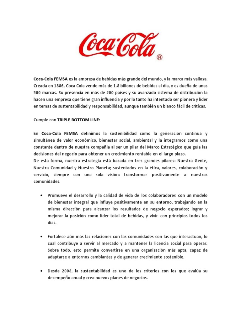 Triple Bottom Line | PDF | Sustentabilidad | Coca Cola