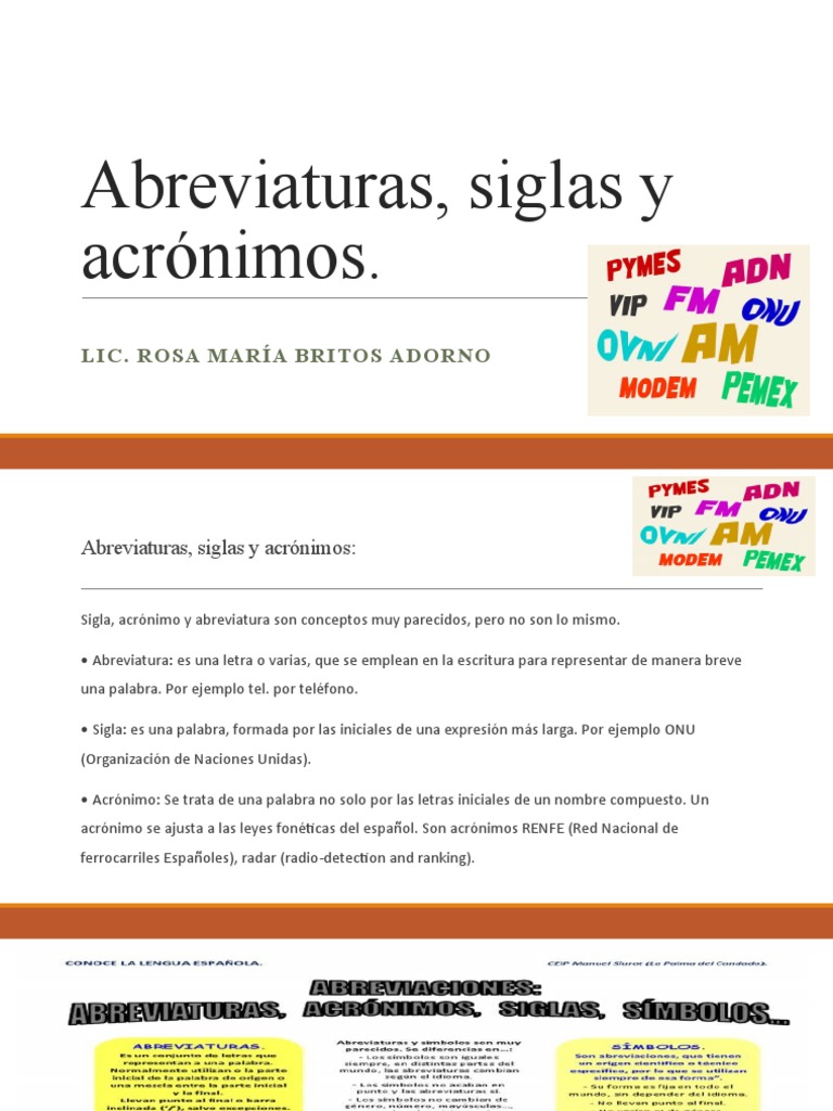 Abreviaturas, Siglas y Acrónimos Explicados | PDF | Acrónimo | Referencia