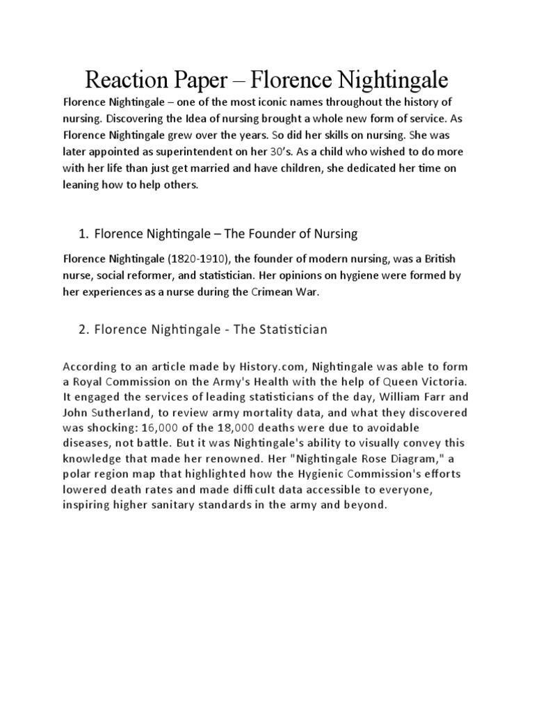 Reaction Paper - Florence Nightingale | PDF