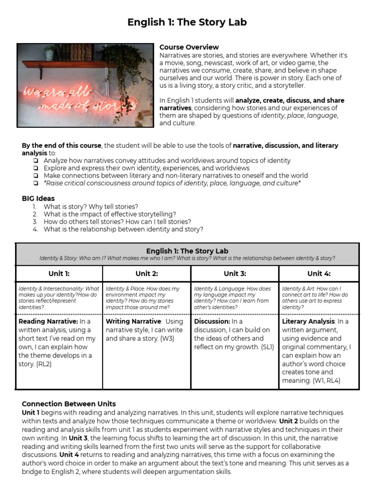 English 1: Exploring Identity Through Story | PDF | Narrative ...