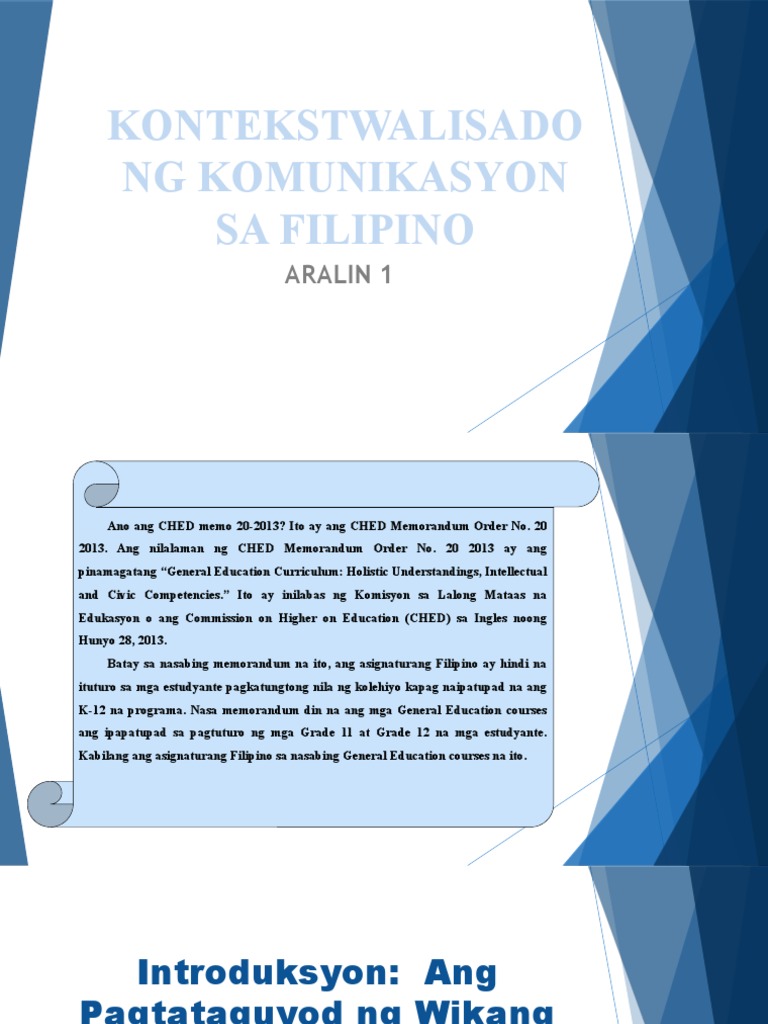 Kontekstwalisadong Komunikasyon Sa Filipino | PDF