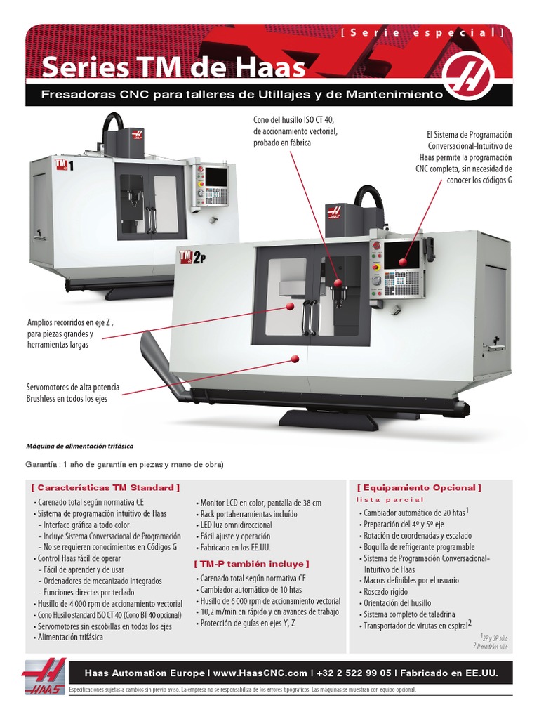 Fresadoras CNC TM Series de Haas Automation Europe | PDF | Máquinas ...