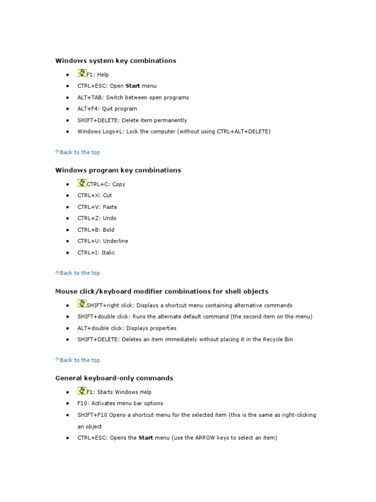 Windows System Key Combinations | PDF | Keyboard Shortcut | Window (Computing)