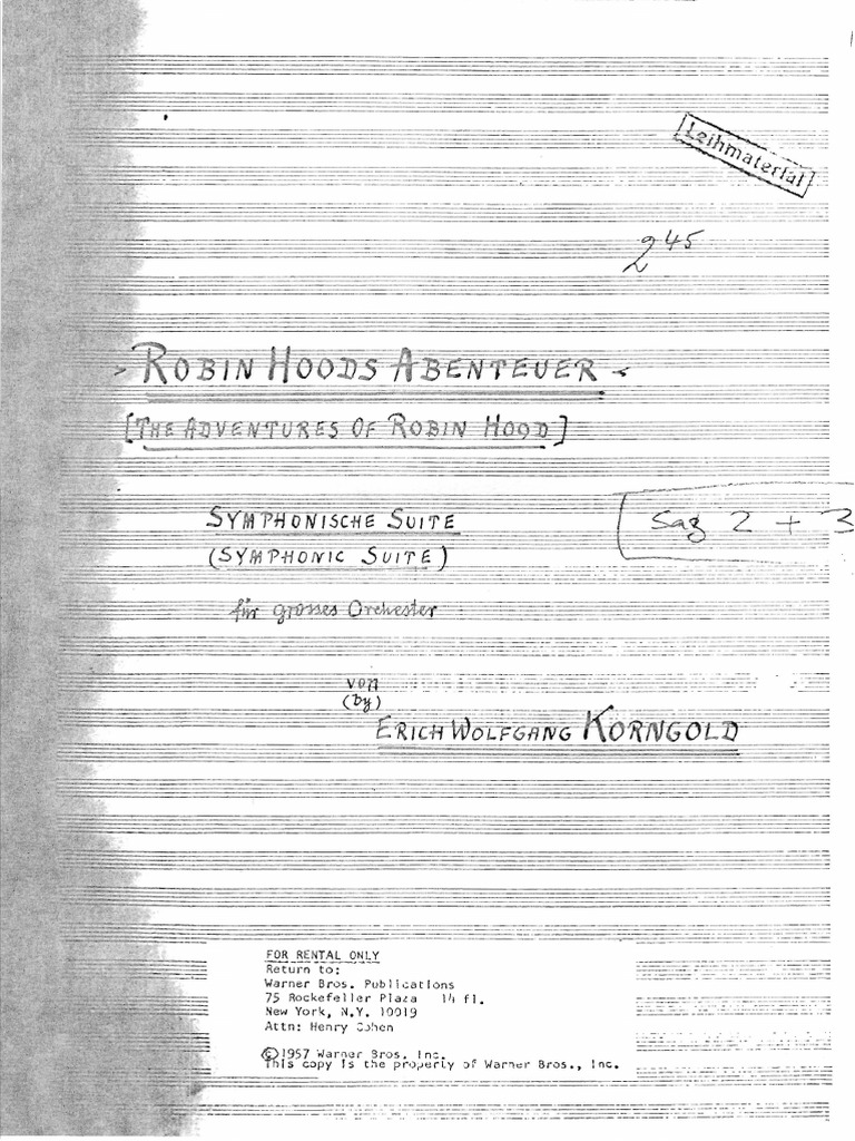 Eric Wolfgang Korngold - RobinHood | PDF