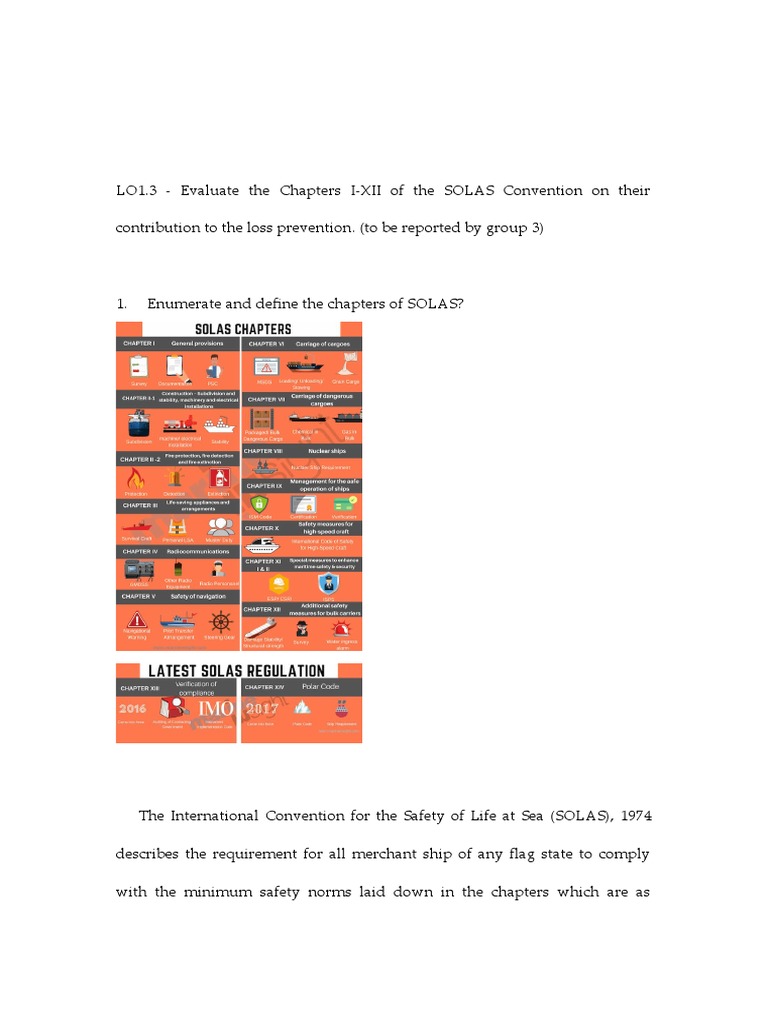 SOLAS Chapters & Loss Prevention | PDF | Ships | Shipping