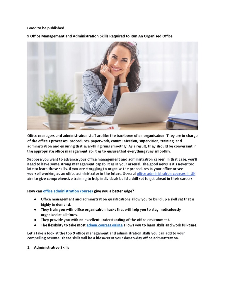 9 Office Management and Administration Skills Required For Anyone in ...