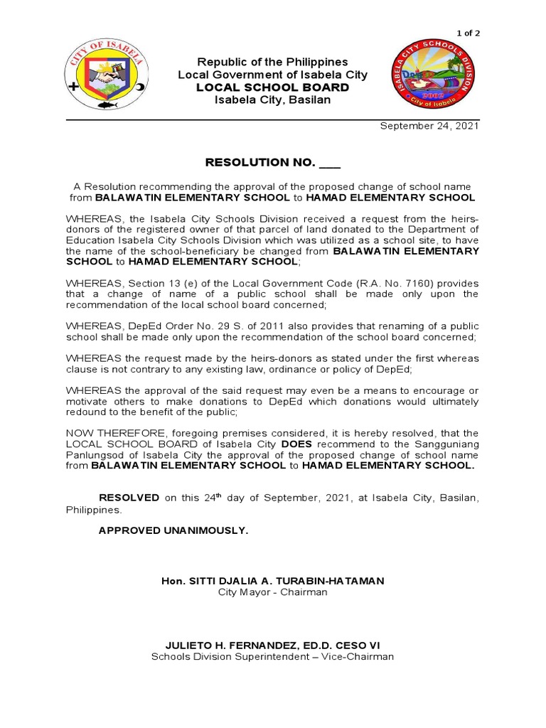 Local School Board - Resolution | PDF | Policy | Justice