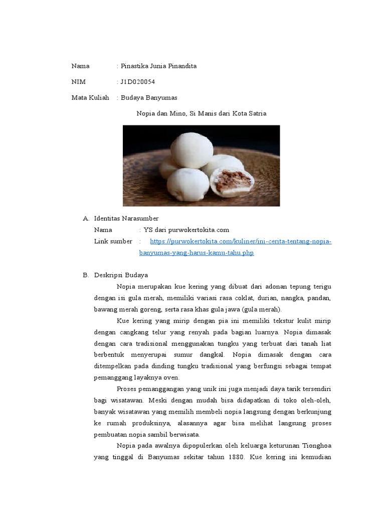 Nopia dan Mino: Kuliner Khas Banyumas | PDF