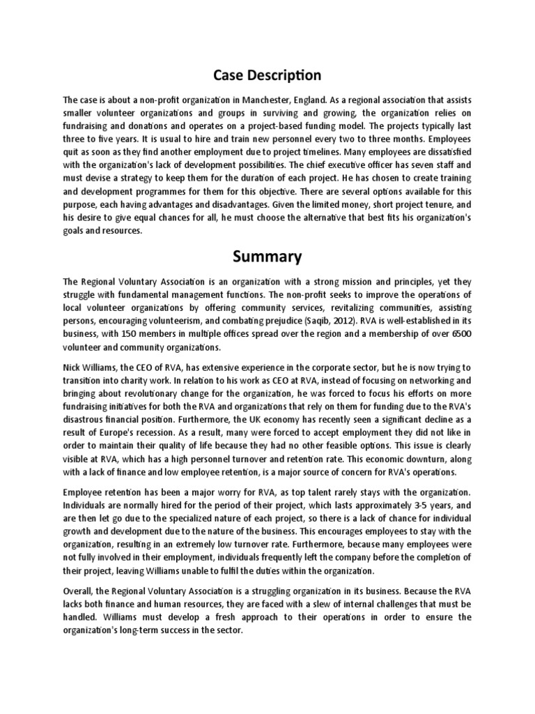 Case Description | PDF | Employment | Volunteering