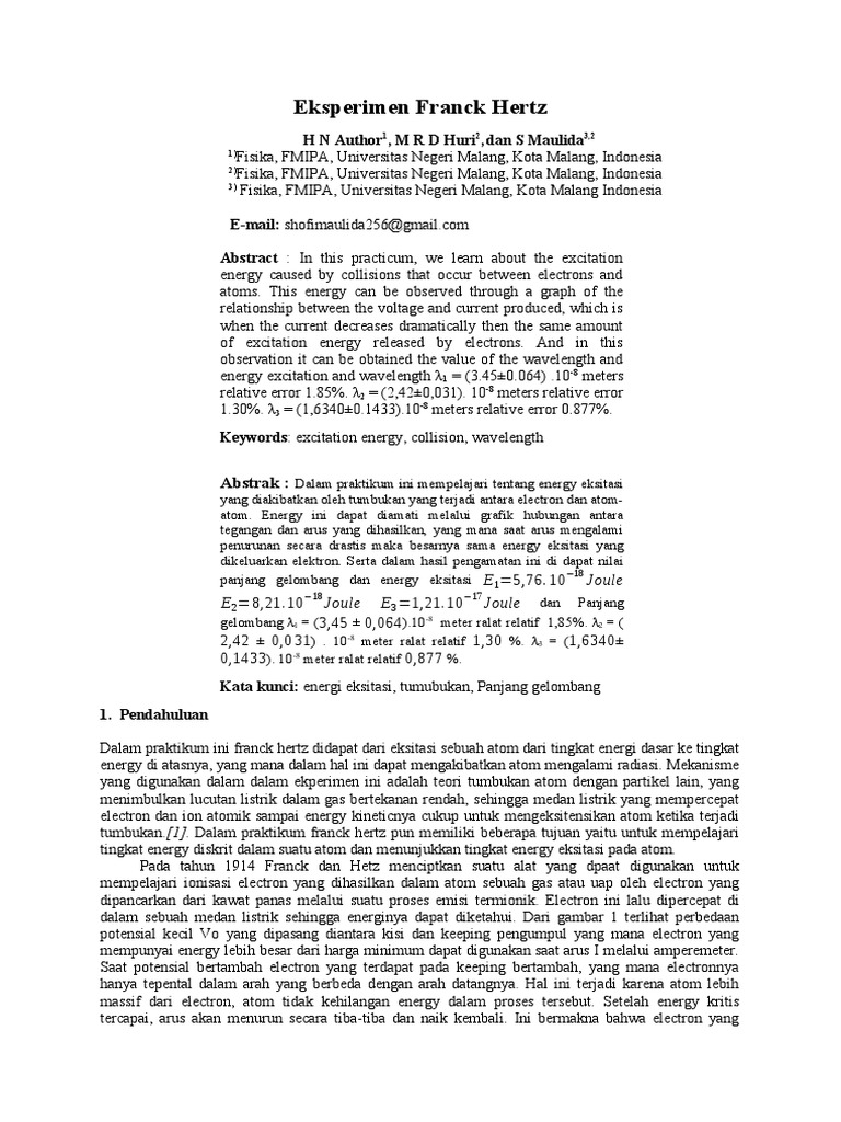 Artikel Praktikum Franck Hertz | PDF