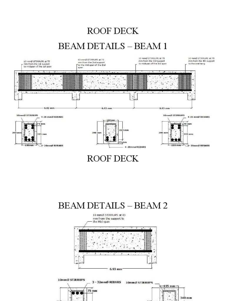 Roof Deck Beam Details - Beam 1 | PDF