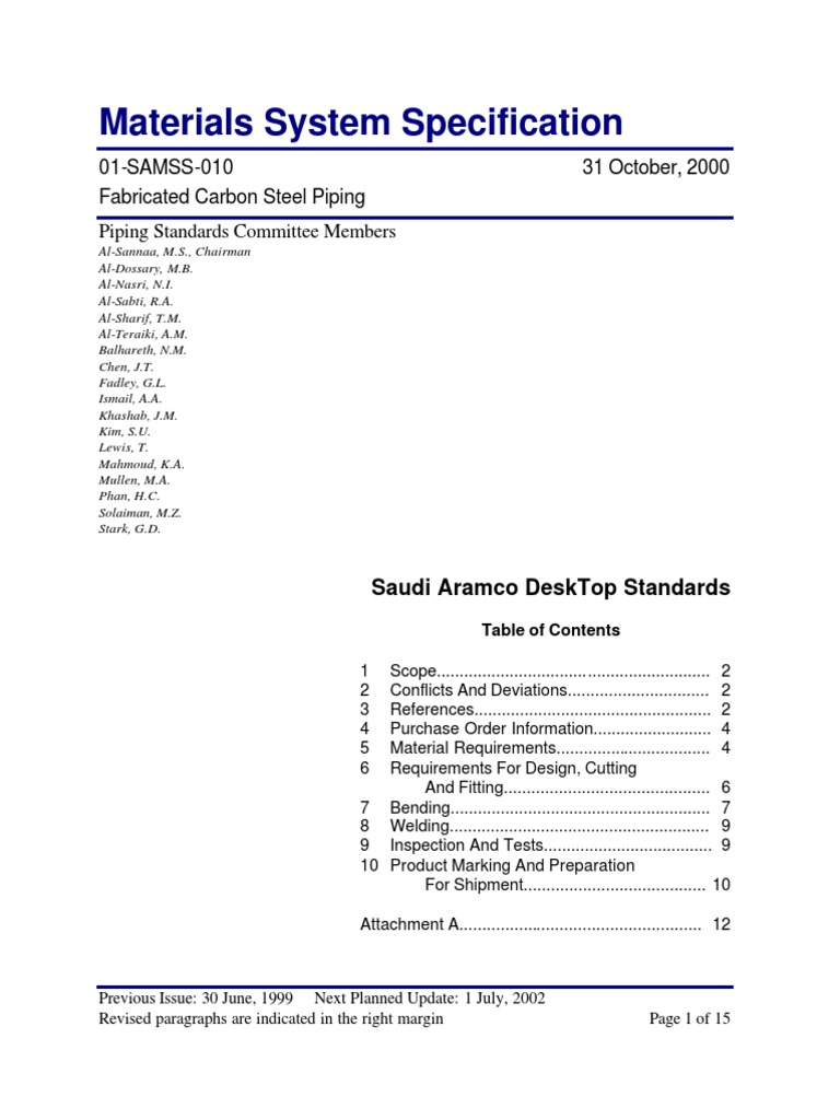 Materials System Specification | PDF | Pipe (Fluid Conveyance) | Welding