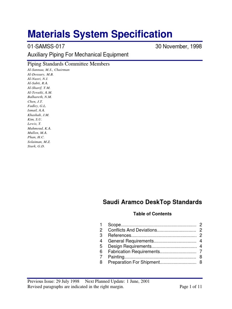Materials System Specification | PDF | Pipe (Fluid Conveyance) | Construction