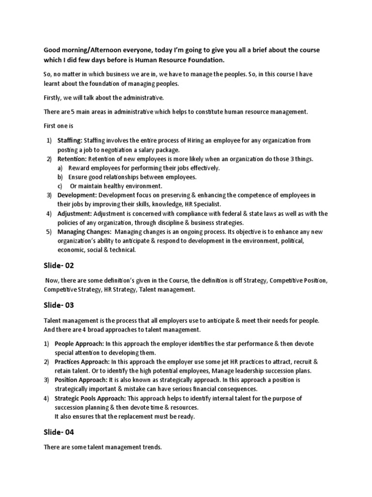 Presentation Script. | PDF | Human Resources | Talent Management