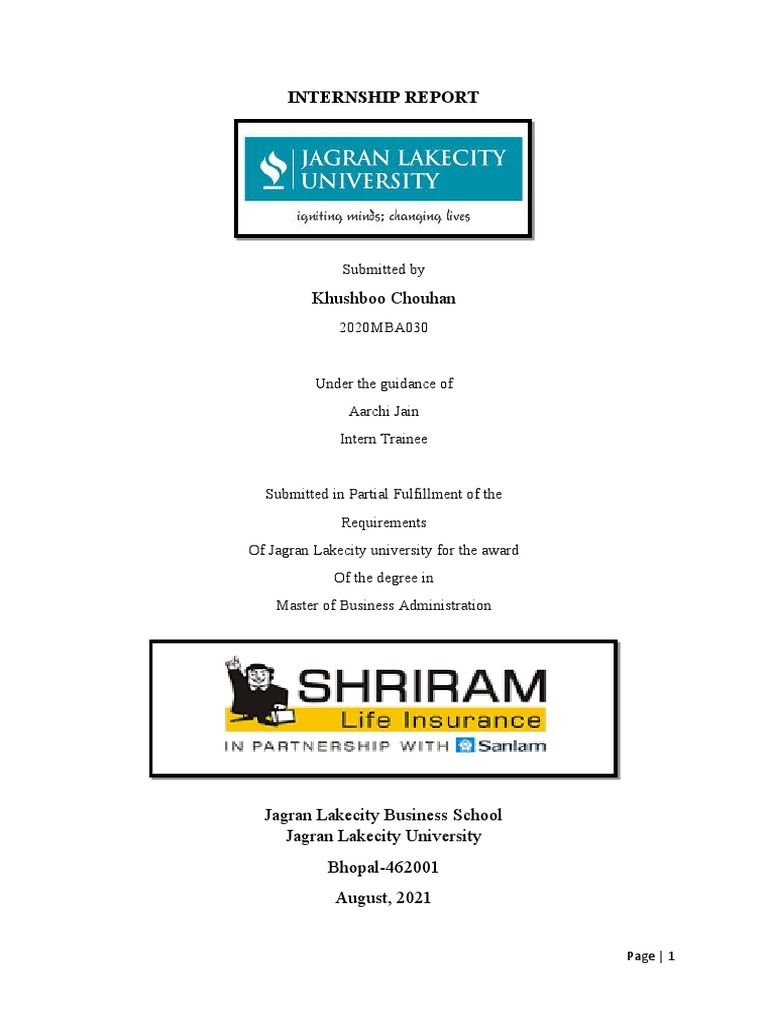 Internship Report: Khushboo Chouhan | PDF | Insurance | Underwriting