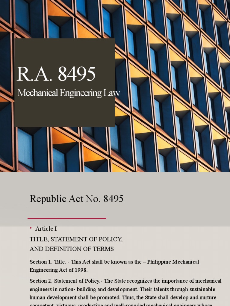 Mechanical Engineering Law | Download Free PDF | Engineer | Engines