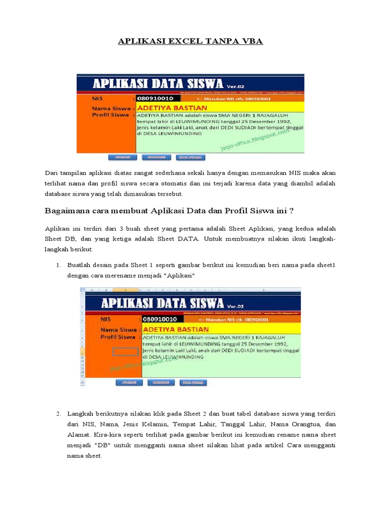 APLIKASI EXCEL TANPA VBA | PDF
