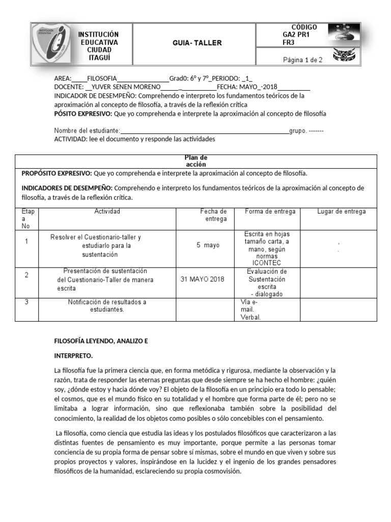 Introducción Filo Taller Icfes | PDF | Conocimiento | Amor