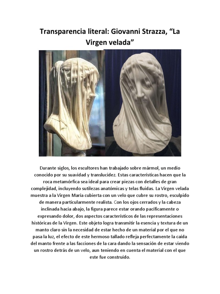 Virgen velada Giovanni Strazza escultura mármol translúcido | PDF ...