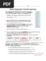 Student Exploration: Free-Fall Laboratory | PDF | Velocity | Acceleration