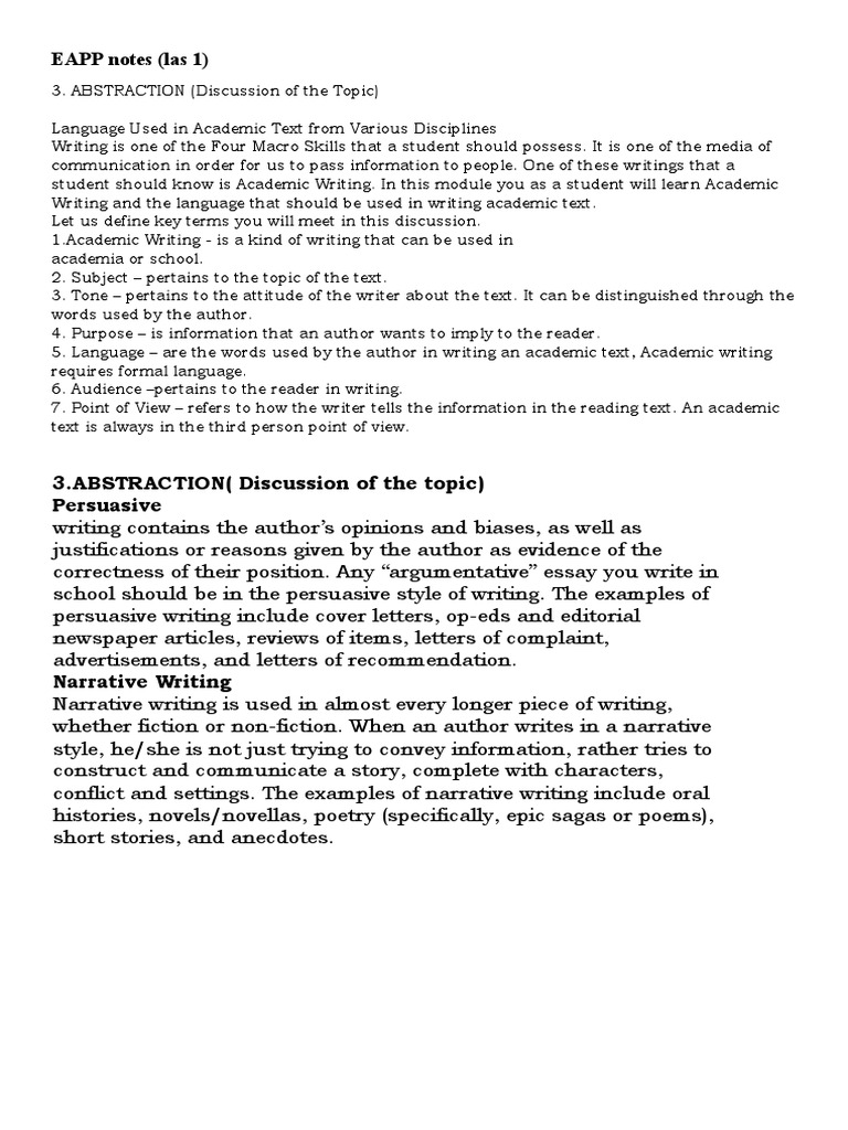 EAPP Notes (Las 1) | PDF | Narrative | Persuasion