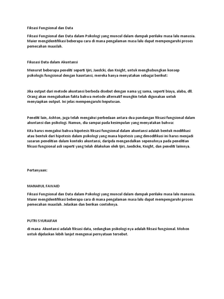 Fiksasi Fungsional Dan Data | PDF