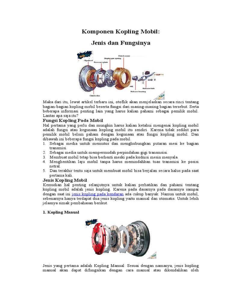 Komponen Kopling Mobil | PDF