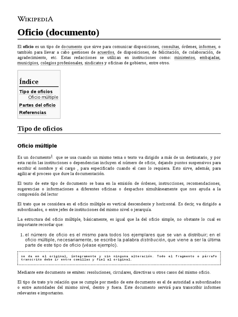 Oficio (Documento) | PDF | Caso de carta | Wikipedia