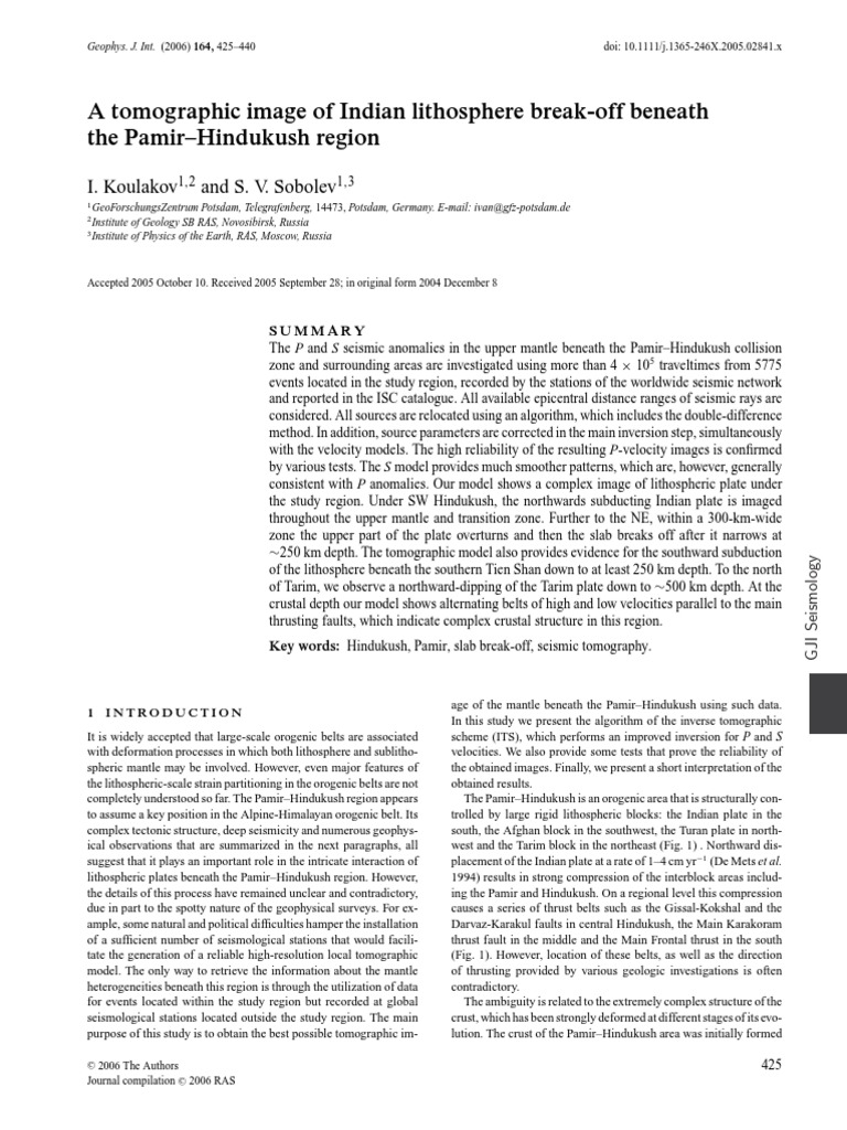 Tomographic Imaging of Indian Lithosphere | PDF | Plate Tectonics ...