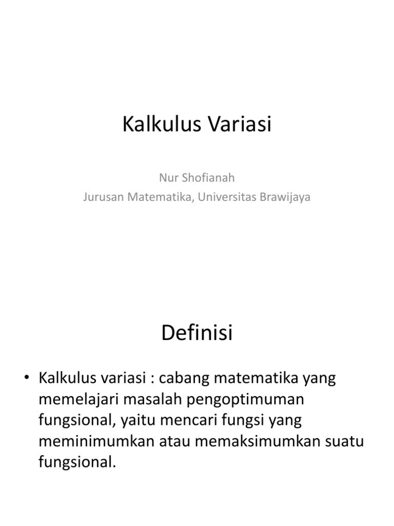 Kalkulus Variasi: Optimasi Fungsional | PDF | Karier & Perkembangan