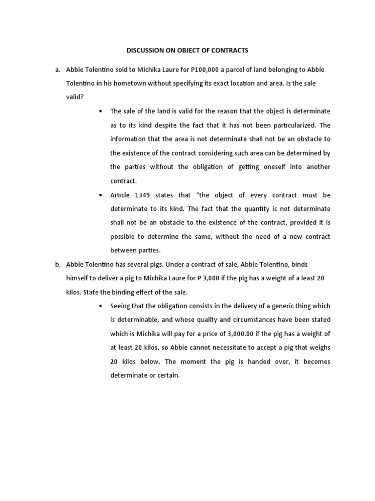 Objects of Contracts | PDF