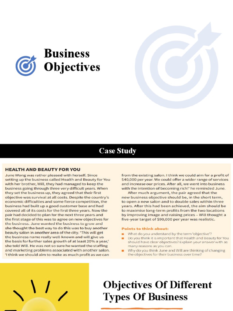 CH 4 Business Objectives | PDF | Profit (Economics) | Sales